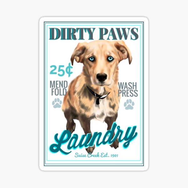 "Dirty Paws Laundry" Sticker for Sale by gustandlizzie | Redbubble
