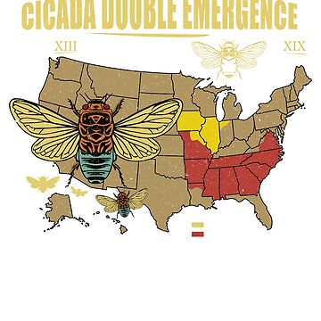 "Cicada Map 2024 Retro Vintage Cicadas Double Brood Map 2024" Sticker ...