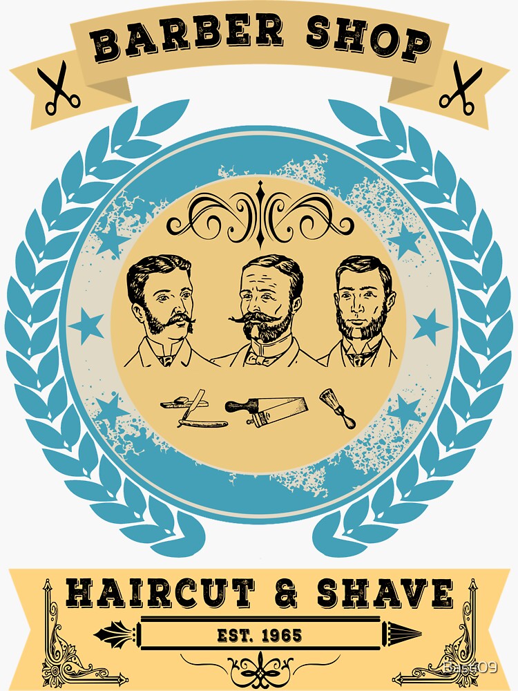 "Barber Shop - Haircut and Shave - Vintage Style" Sticker for Sale by ...