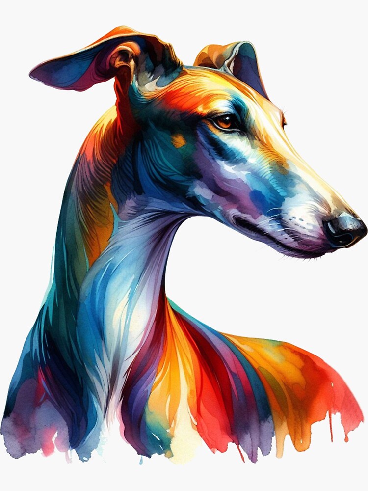 "Brightly colored Galgo Español in watercolor - simply beautiful ...