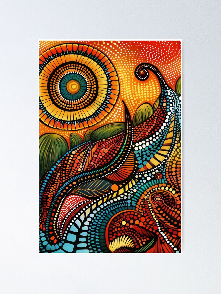 "Aboriginal Artwork, Flower Meadow and Sun, Dot Painting, Indigenous ...