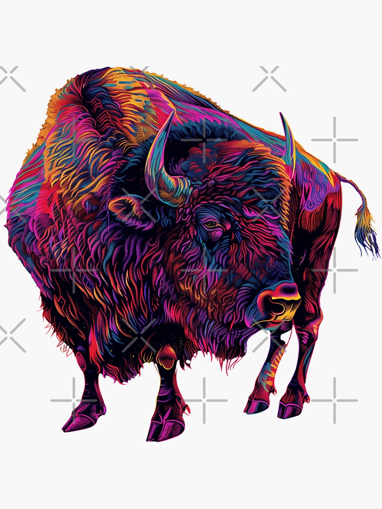"Psychedelic Buffalo" Sticker for Sale by SmallOwlDesign | Redbubble