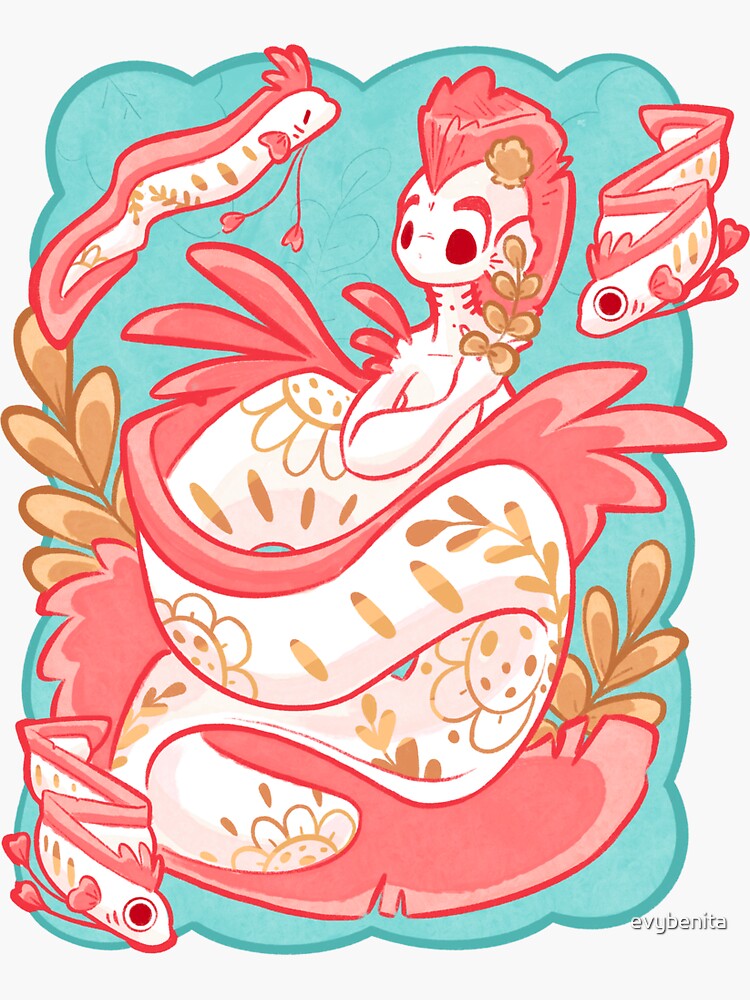 "Giant Oarfish Mermaid Illustration" Sticker for Sale by evybenita ...