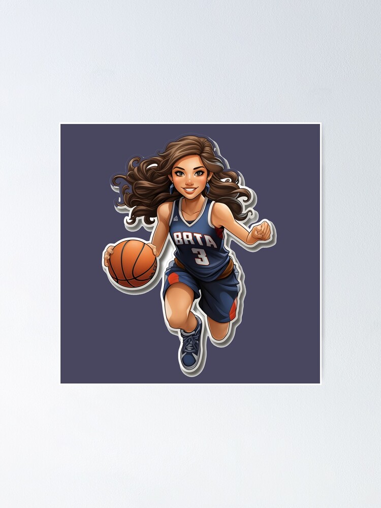 "National women's basketball cartoon art style stickers" Poster for ...