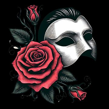 Phantom Of The Opera Mask And Rose Drawing
