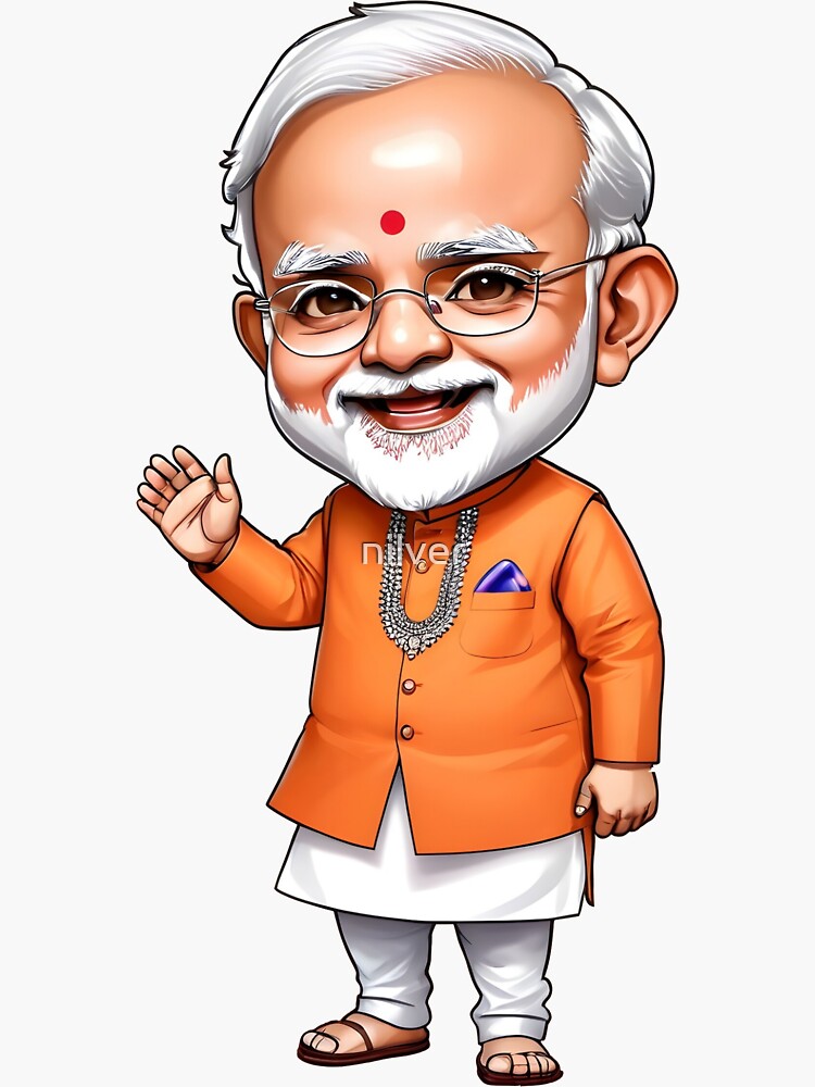 "Narendra Modi Cartoon illustration" Sticker for Sale by nilver | Redbubble