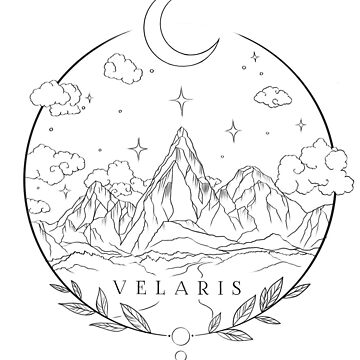 "Velaris print with stars moon and mountains" Sticker by ...