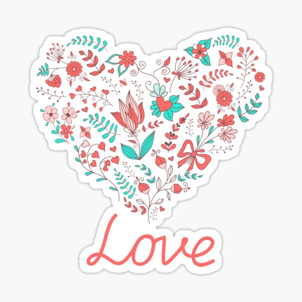 "Word Love with hand draw romantic heart" Sticker for Sale by Ledelena ...