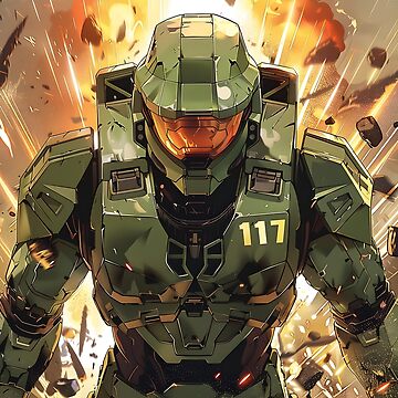 "Master Chief " Sticker for Sale by MetalDinosaur | Redbubble