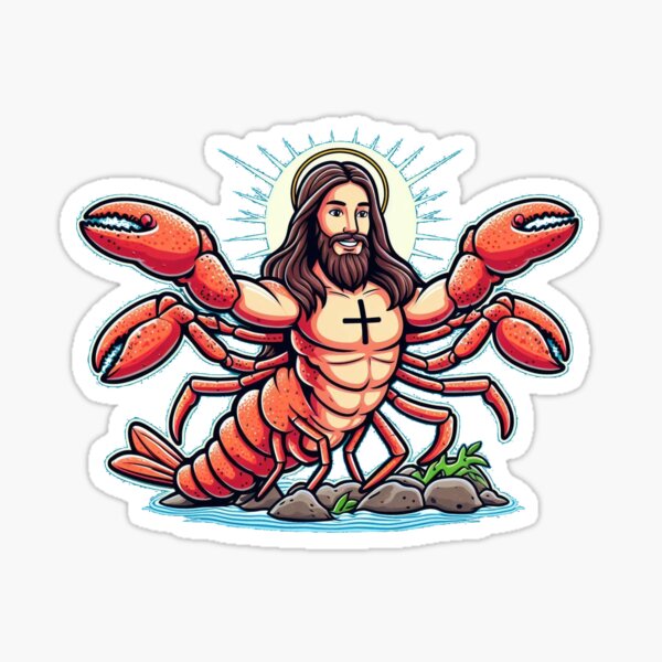 "Shrimp Jesus - AI Trends" Sticker for Sale by DorsetDesigns | Redbubble