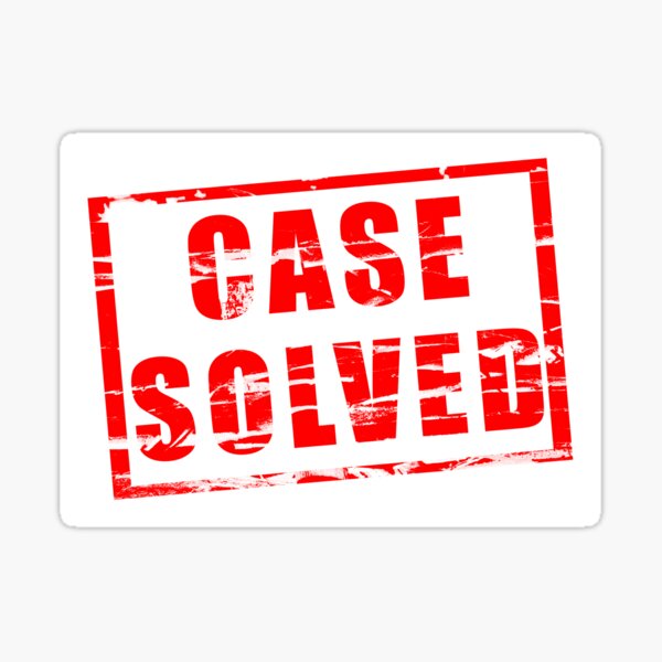 "Digital composite - red stamp effect - Case solved" Sticker for Sale ...