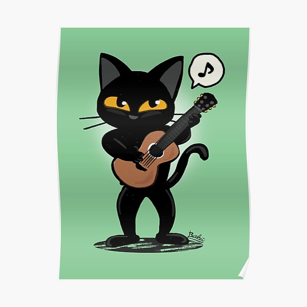 "Cat guitar" Poster for Sale by BATKEI | Redbubble