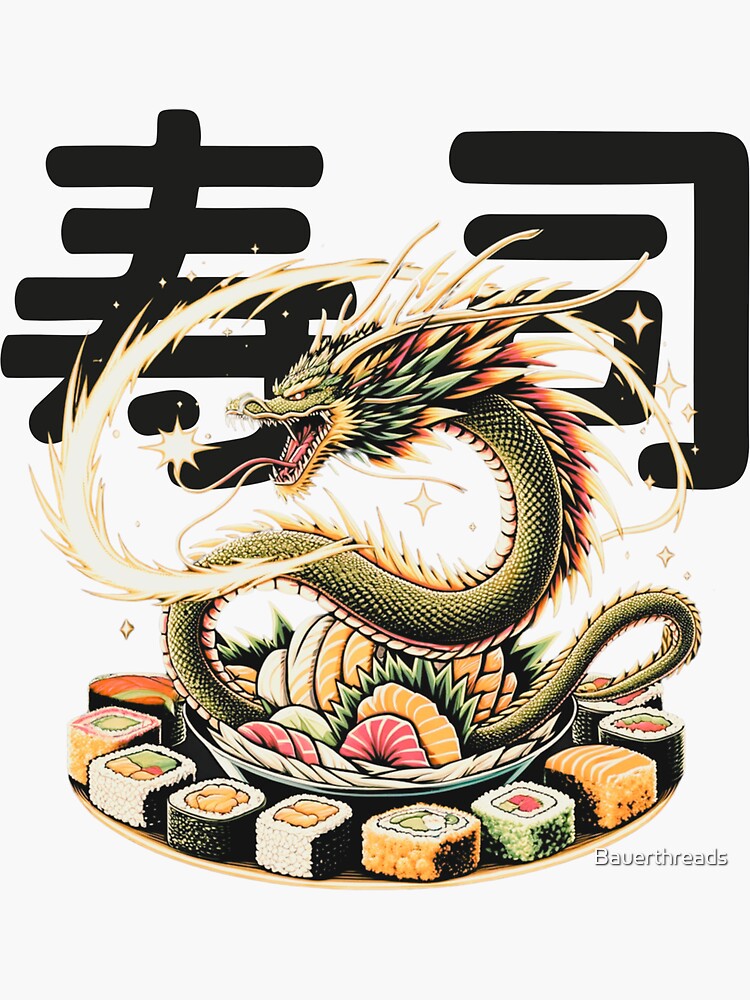 "The Great Sushi Dragon Platter" Sticker for Sale by Bauerthreads ...