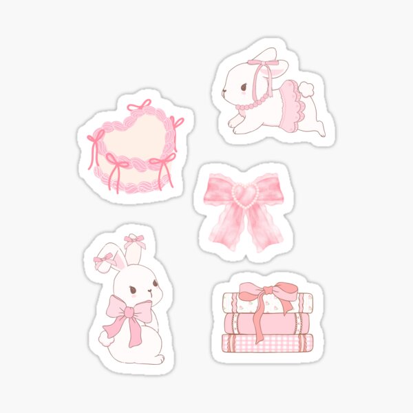 "Pink coquette bunnies" Sticker for Sale by xoabbydesigns | Redbubble