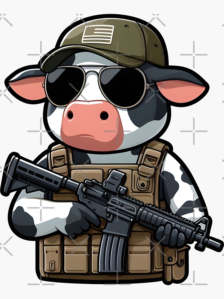 "Tactical Cow" Sticker for Sale by RAWLIFEGRAPHIC | Redbubble