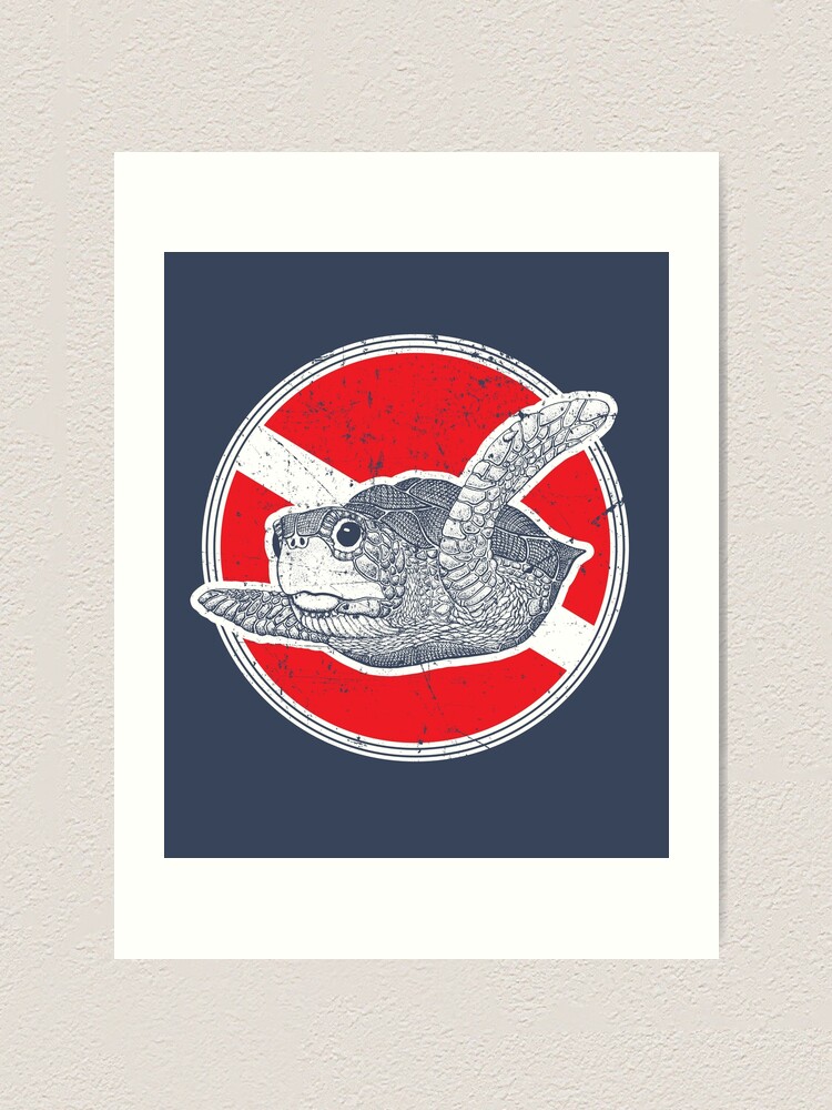 "Sea Turtle Dive Flag Diver Down Scuba Diving" Art Print by banwa ...
