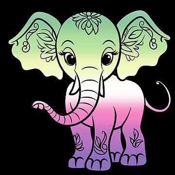 "Cute Elephant Genderfae Pride Flag, Kawaii Elephant Genderdoe Design ...