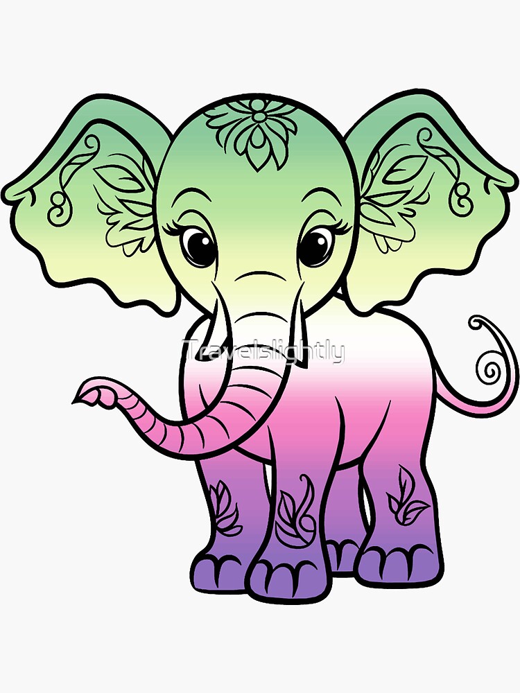 "Cute Elephant Genderfae Pride Flag, Kawaii Elephant Genderdoe Design ...