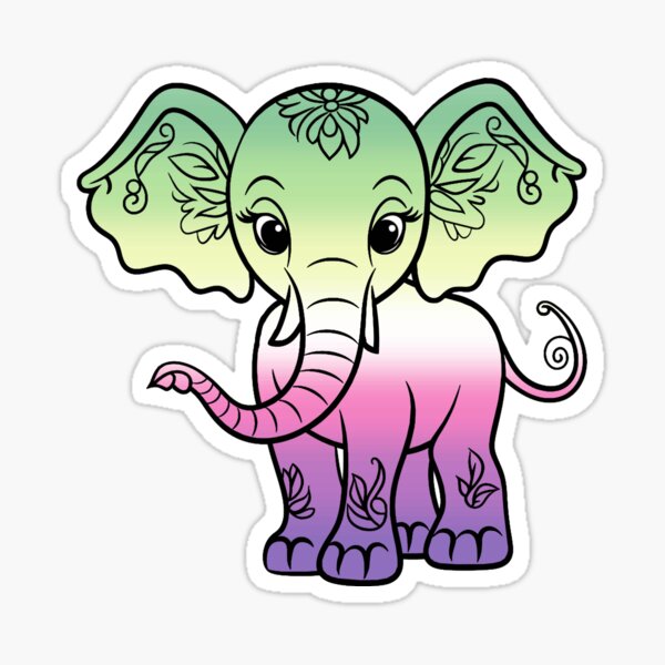 "Cute Elephant Genderfae Pride Flag, Kawaii Elephant Genderdoe Design ...