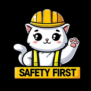 "Safety First Cat" Sticker for Sale by olegsh7 | Redbubble