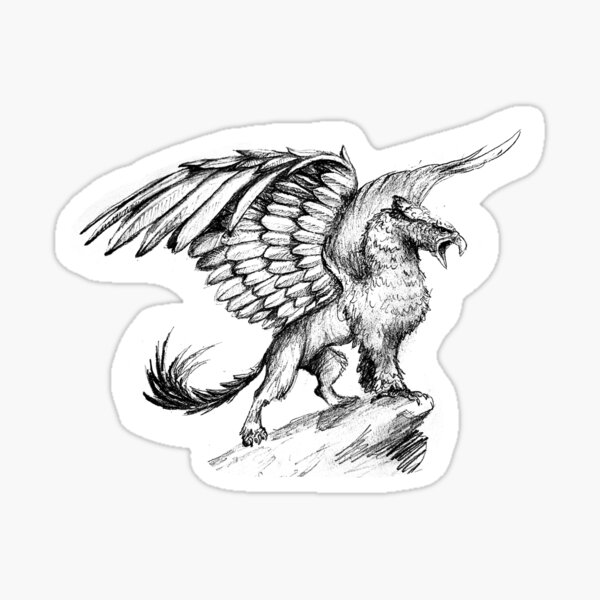 "Black and White Gryphon" Sticker for Sale by Phoebe Roulston | Redbubble