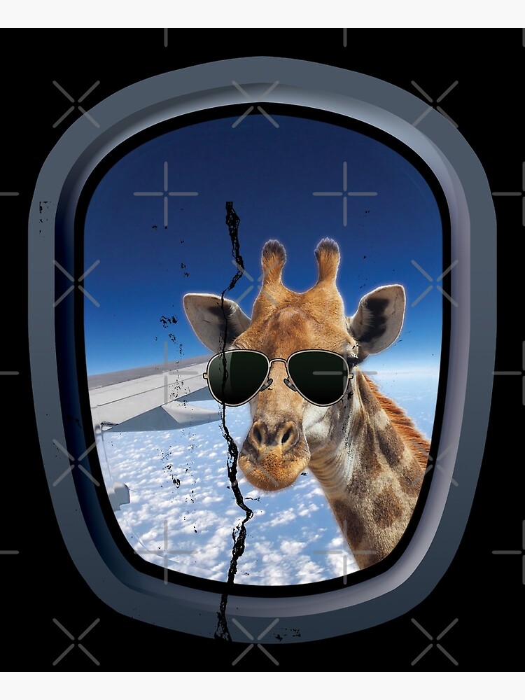 "Giraffe At Plane Window Funny Surrealistic design for Giraffe Lovers ...