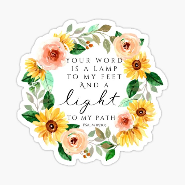 "Cute Floral Psalm 119:105" Sticker for Sale by fribabywonder | Redbubble