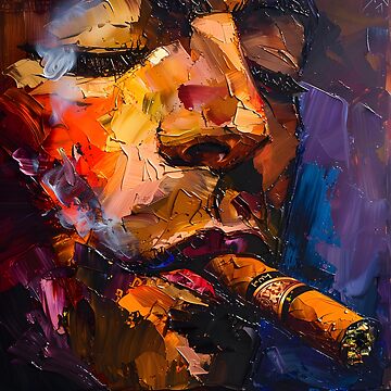 "Dynamic Impression- Man Smoking Cigar in Vivid Color Palette and ...