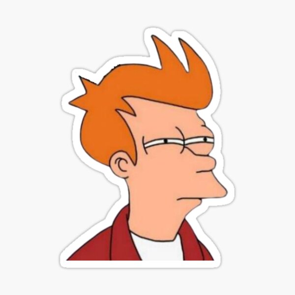 "Skeptical Fry Meme Humor Graphic" Sticker for Sale by socialarmour ...