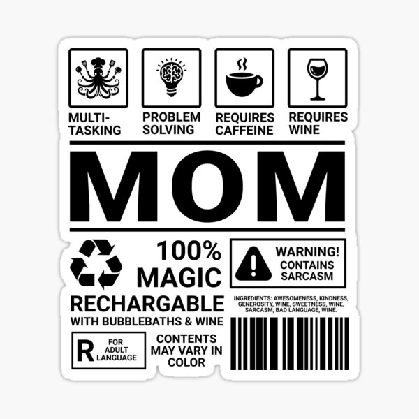 "MOM Nutrition Facts Label - Funny Mom Design" Sticker for Sale by ...