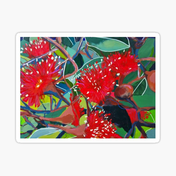 "Australian Red Gum Flowers" Sticker for Sale by leahgay | Redbubble