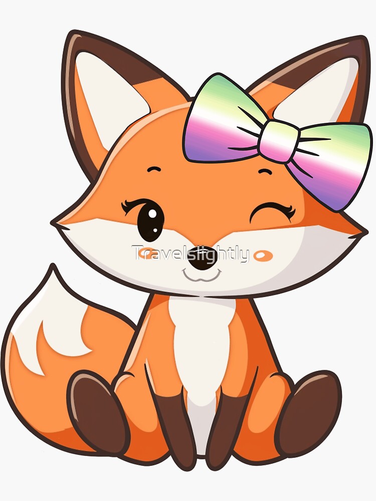"Cute Red Fox with Genderfae Pride Flag Bow, Subtle Foxy Kawaii ...