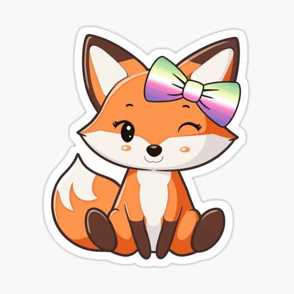 "Cute Red Fox with Genderfae Pride Flag Bow, Subtle Foxy Kawaii ...