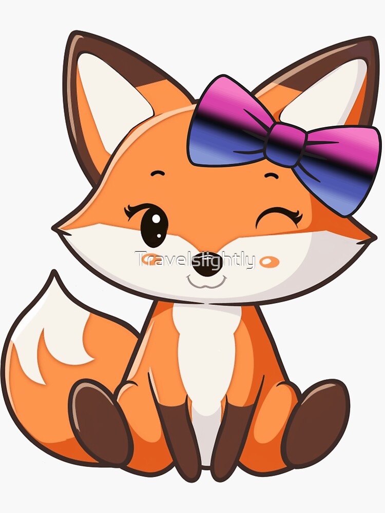 "Cute Red Fox with Omnisexual Pride Flag Bow, Subtle Foxy Kawaii Omni ...