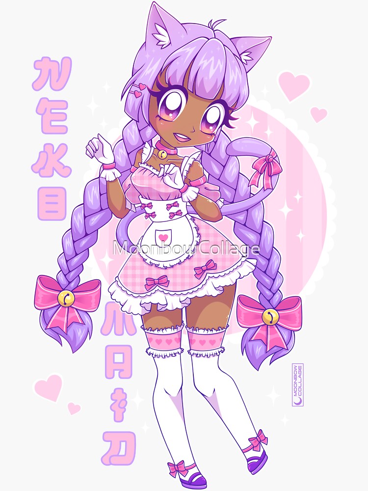 "Kawaii Anime Neko Maid Cat Girl Maid Cafe Japanese" Sticker for Sale ...