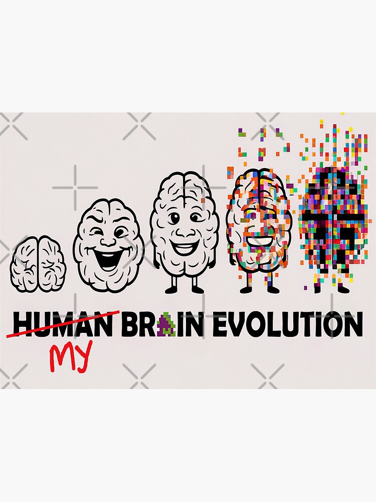 "human brain evolution brainrot meme" Sticker for Sale by digilabs ...