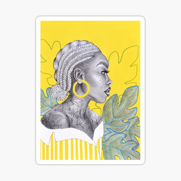 "Yellow braided girl" Sticker for Sale by caturdal | Redbubble