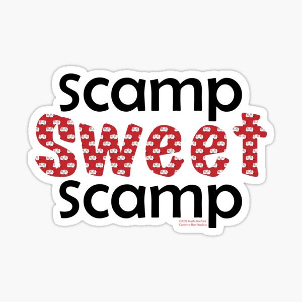 "Scamp Sweet Scamp Fiberglass Camper Trailer Art" Sticker for Sale by ...