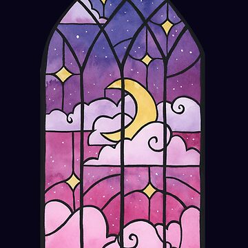 "Crescent moon stained glass window" Sticker for Sale by ellenwilberg ...