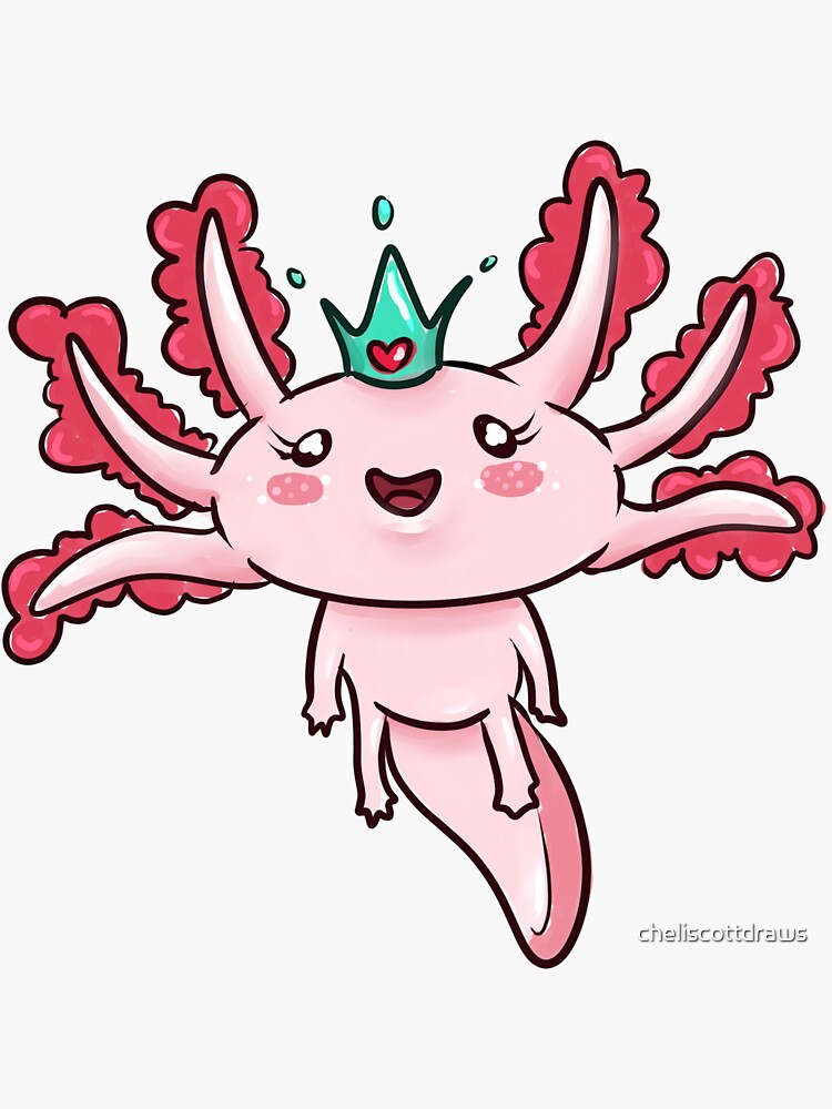 "Axolotl Princess" Sticker by cheliscottdraws | Redbubble