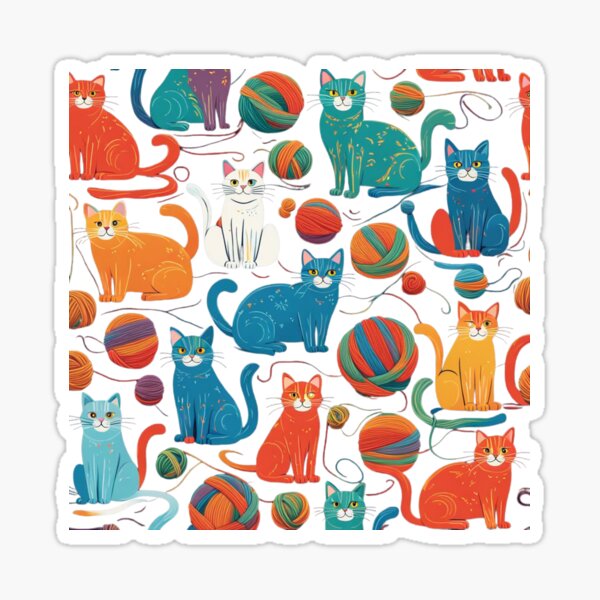 "Cats with wool" Sticker for Sale by JackFreestone | Redbubble