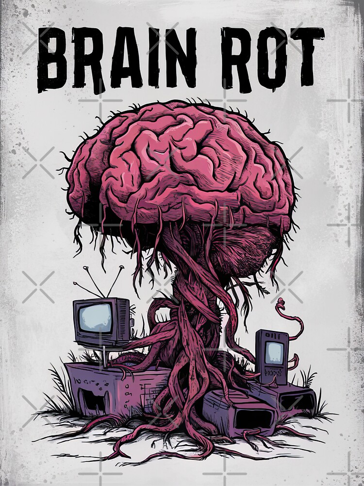 "growing brain rot" Sticker for Sale by digilabs | Redbubble