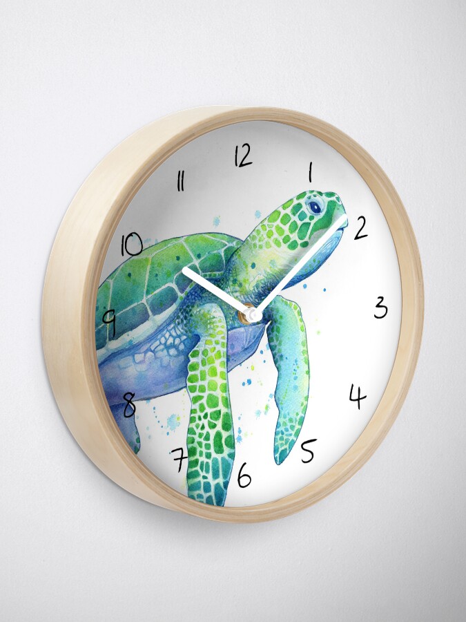 "Green Sea Turtle" Clock for Sale by SamNagel | Redbubble