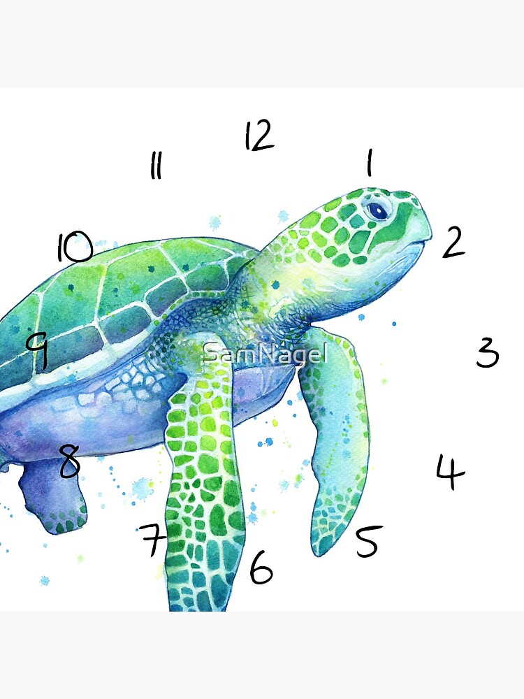 "Green Sea Turtle" Clock for Sale by SamNagel | Redbubble
