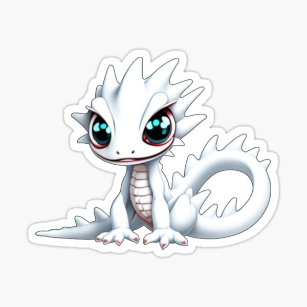 "Cute Kawaii White Dragonling" Sticker for Sale by Jatwaa | Redbubble