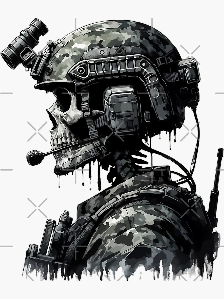 "Skeleton Skull Soldier" Sticker for Sale by TomFrontierArt | Redbubble