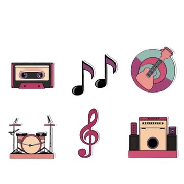 "Music themed retro sticker set" Sticker for Sale by luna--design ...