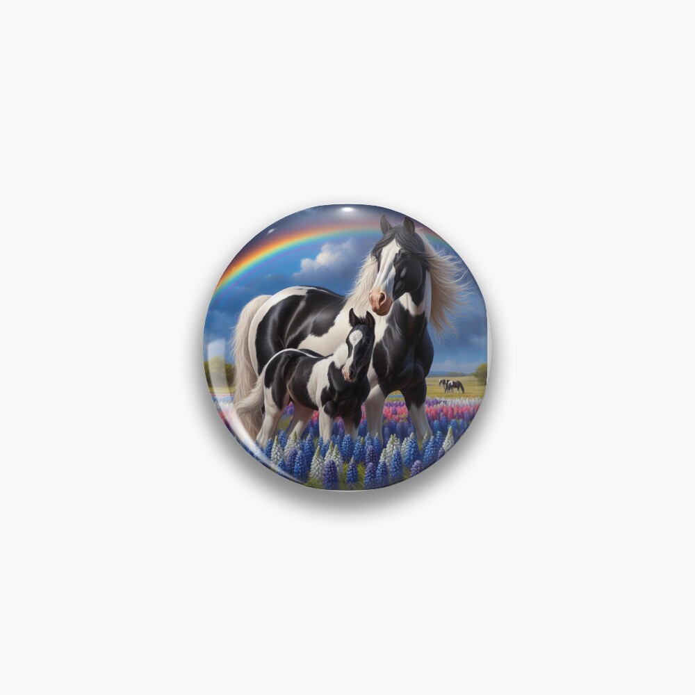 "Gypsy Vanner Mare and Foal: Field of Blue Bonnets" Sticker for Sale by ...