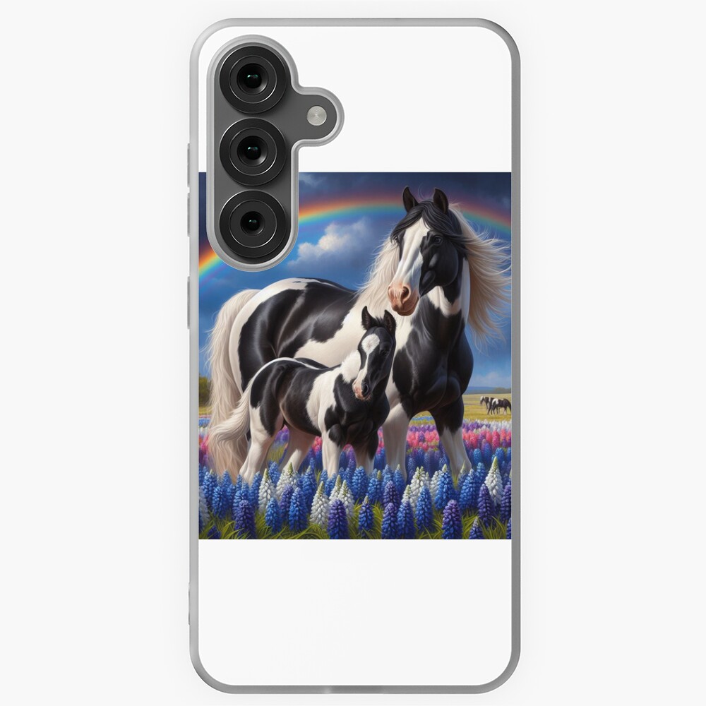 "Gypsy Vanner Mare and Foal: Field of Blue Bonnets" Sticker for Sale by ...