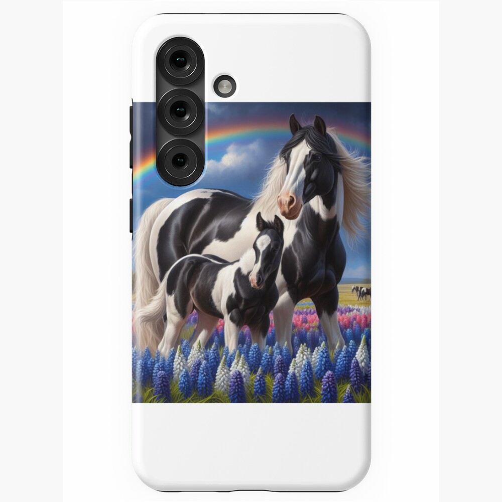 "Gypsy Vanner Mare and Foal: Field of Blue Bonnets" Sticker for Sale by ...